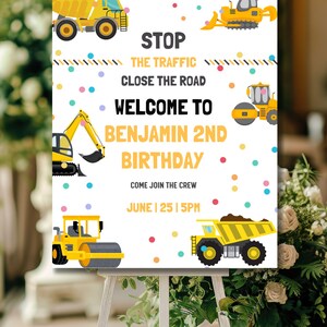 Editable Construction Welcome Sign, Construction Truck Party Decoration ...