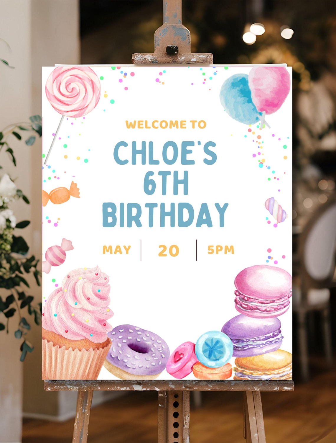Editable Sweets Candy Welcome Sign Template, Sweets Birthday Custom ...