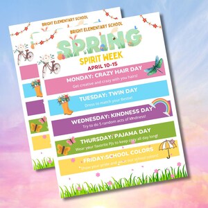 Editable Spring Spirit Week Flyer Canva Template, School Spirit ...