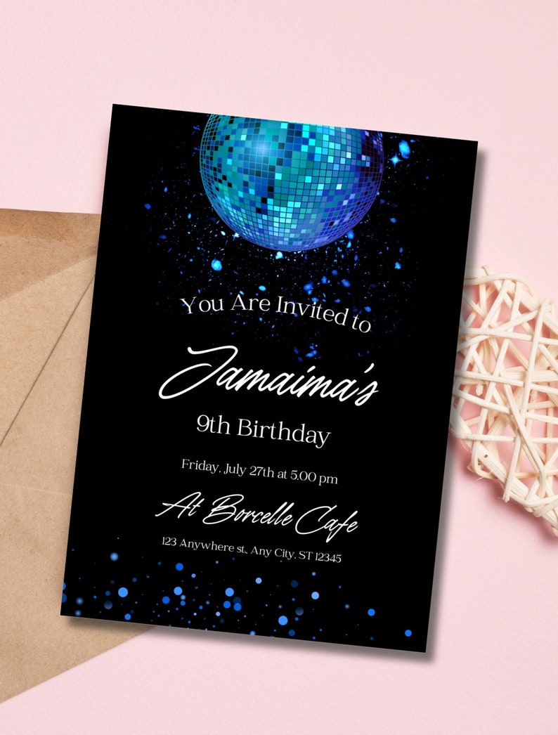 Editable Disco Party Birthday Invitation, Disco Gender Neutral Invites ...