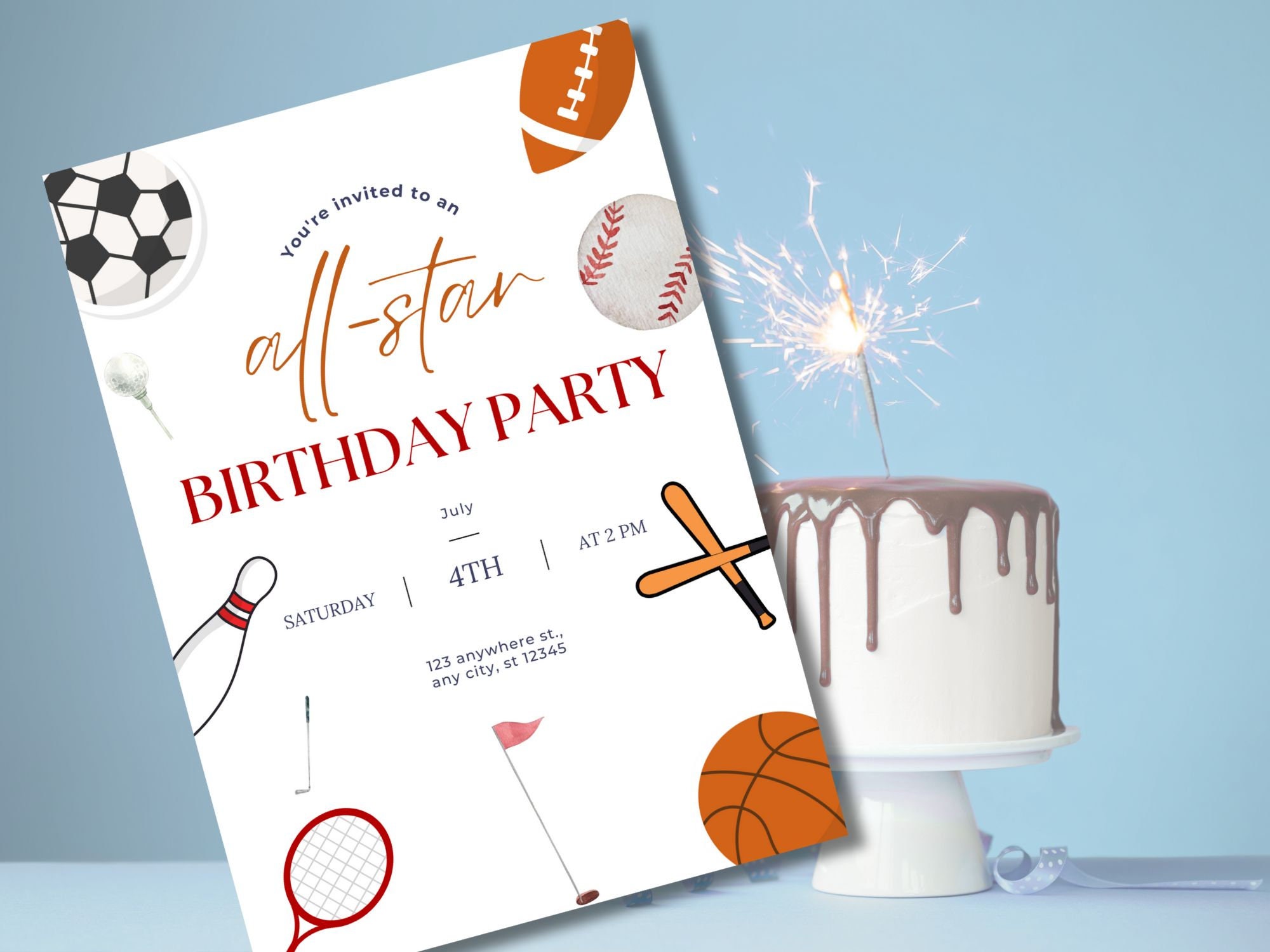 Editable Sports Invitation, Neon Sports Invites, Sports Flyer, Sport ...