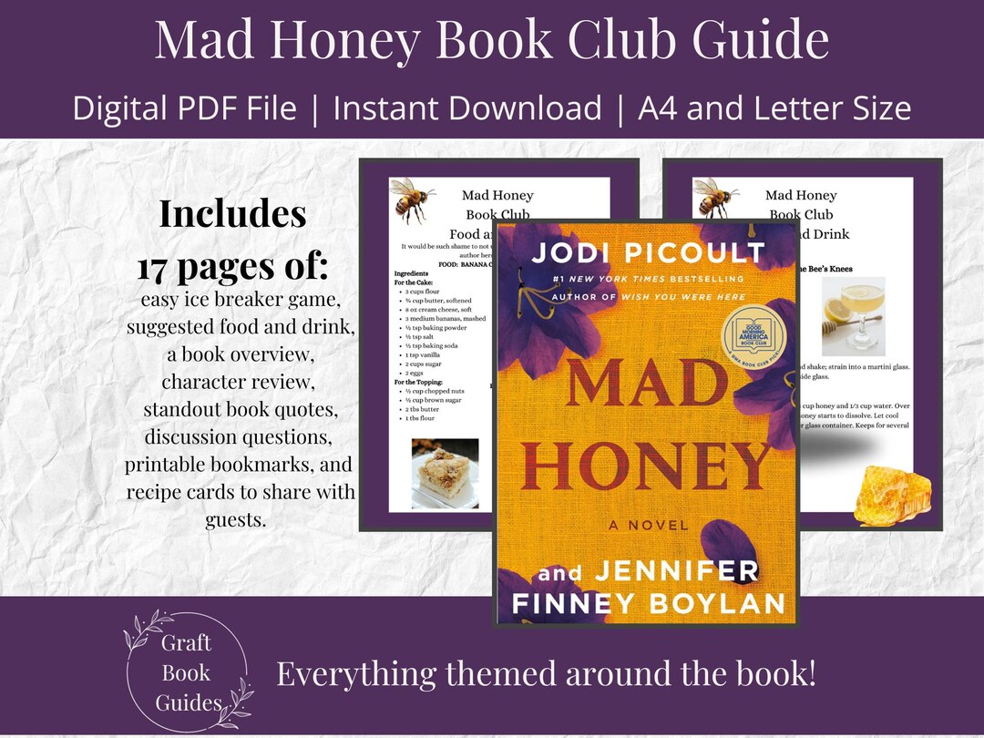 Book Club Guide Book Study Discussion Questions Mad Honey Book Resource ...