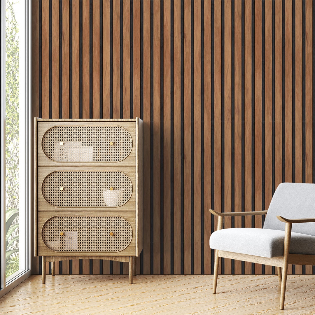 Wallpaper Wooden Slats Mural, Rustic Wallpaper, Natural Wood Texture ...