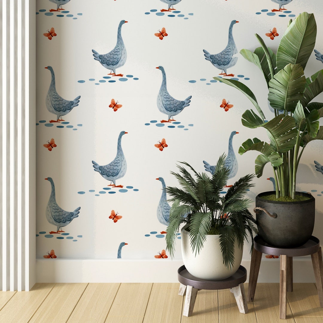 Kids Wallpaper Vintage Goose Peel and Stick Mural, Nursery Decor - Etsy