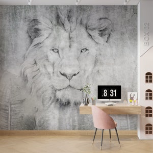 Lion Wall Mural Peel and Stick Wallpaper, Contemporary Wall Decor - Etsy