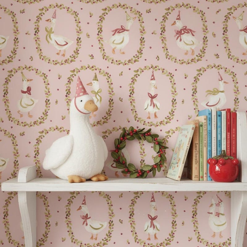 Goose Wallpaper Pink - Etsy UK