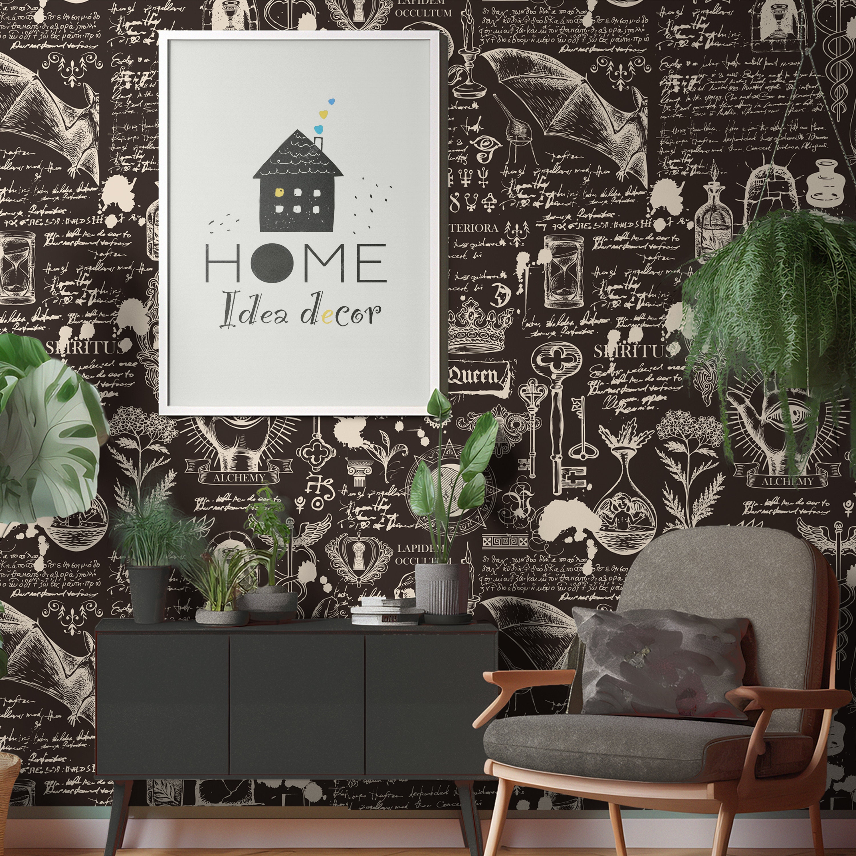 Dark Mystic Wallpaper Peel and Stick, Esoteric and Occult Symbol Wall ...