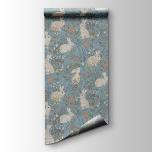 Vintage Rabbit Wallpaper Forest Animals Nursery Wallpaper, Removable ...