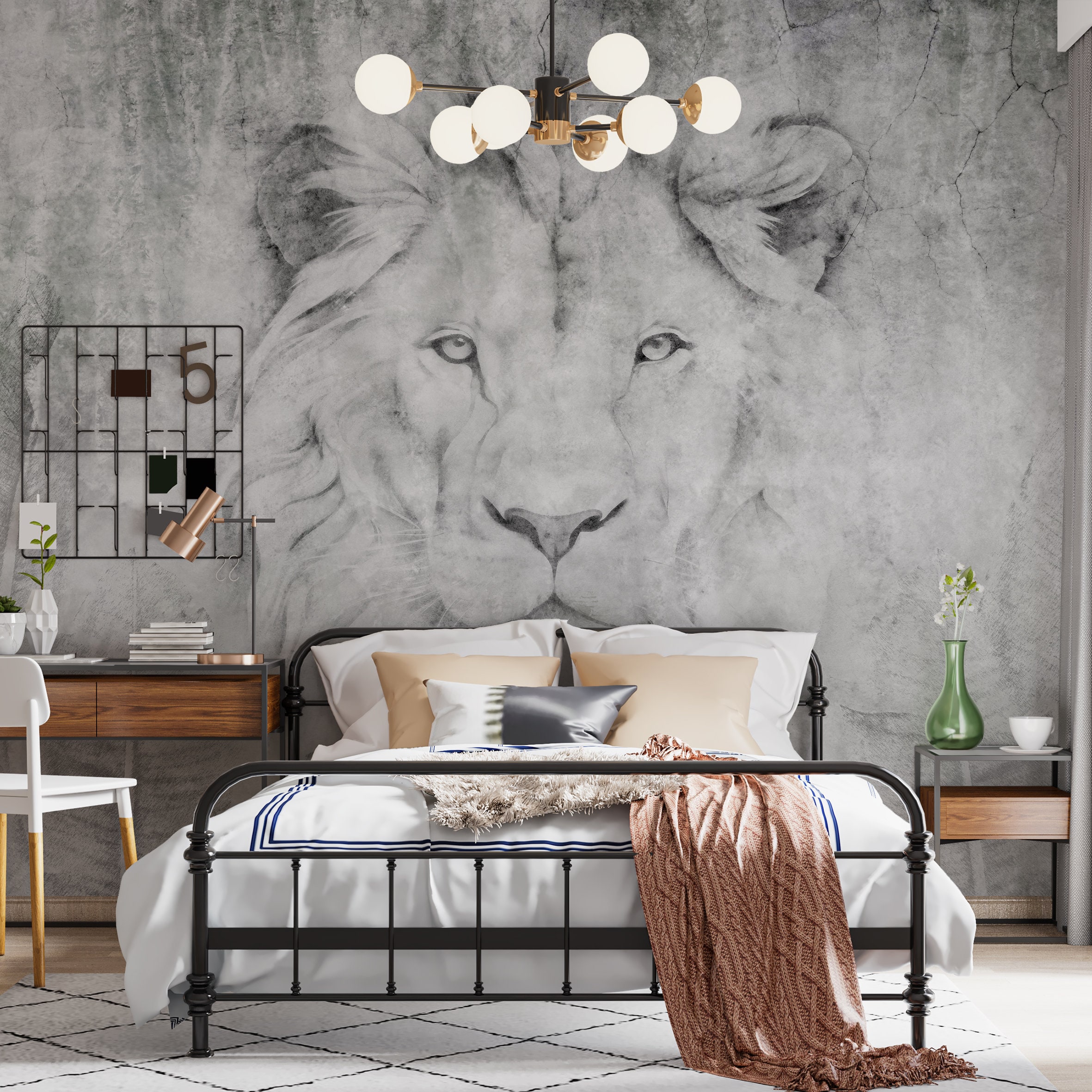 Lion Wall Mural Peel and Stick Wallpaper, Contemporary Wall Decor - Etsy