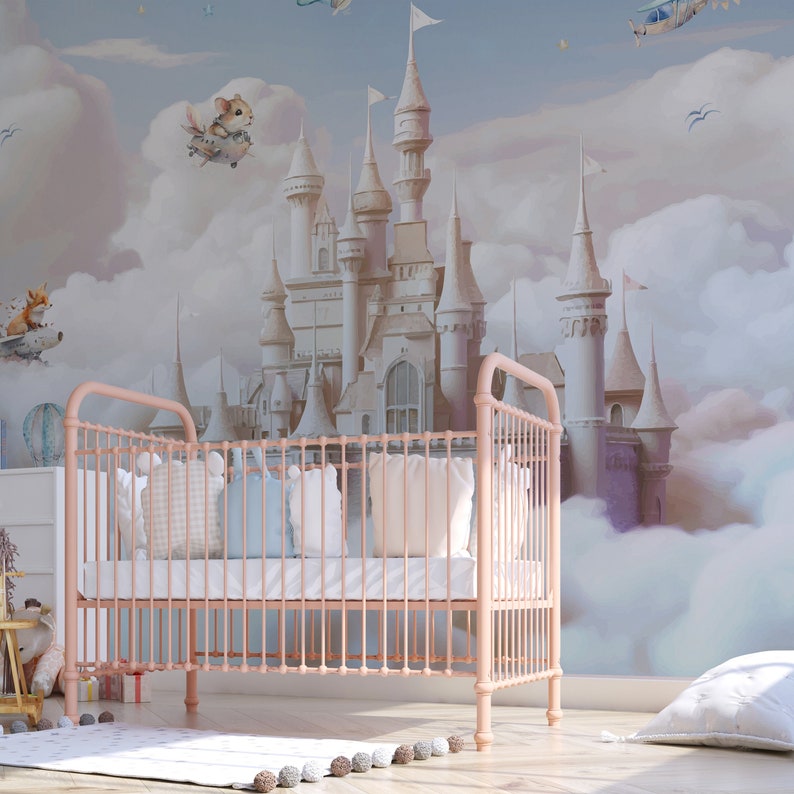 Princess Castle Wallpaper Nursery Wall Mural, Fairytale Wallpaper for ...