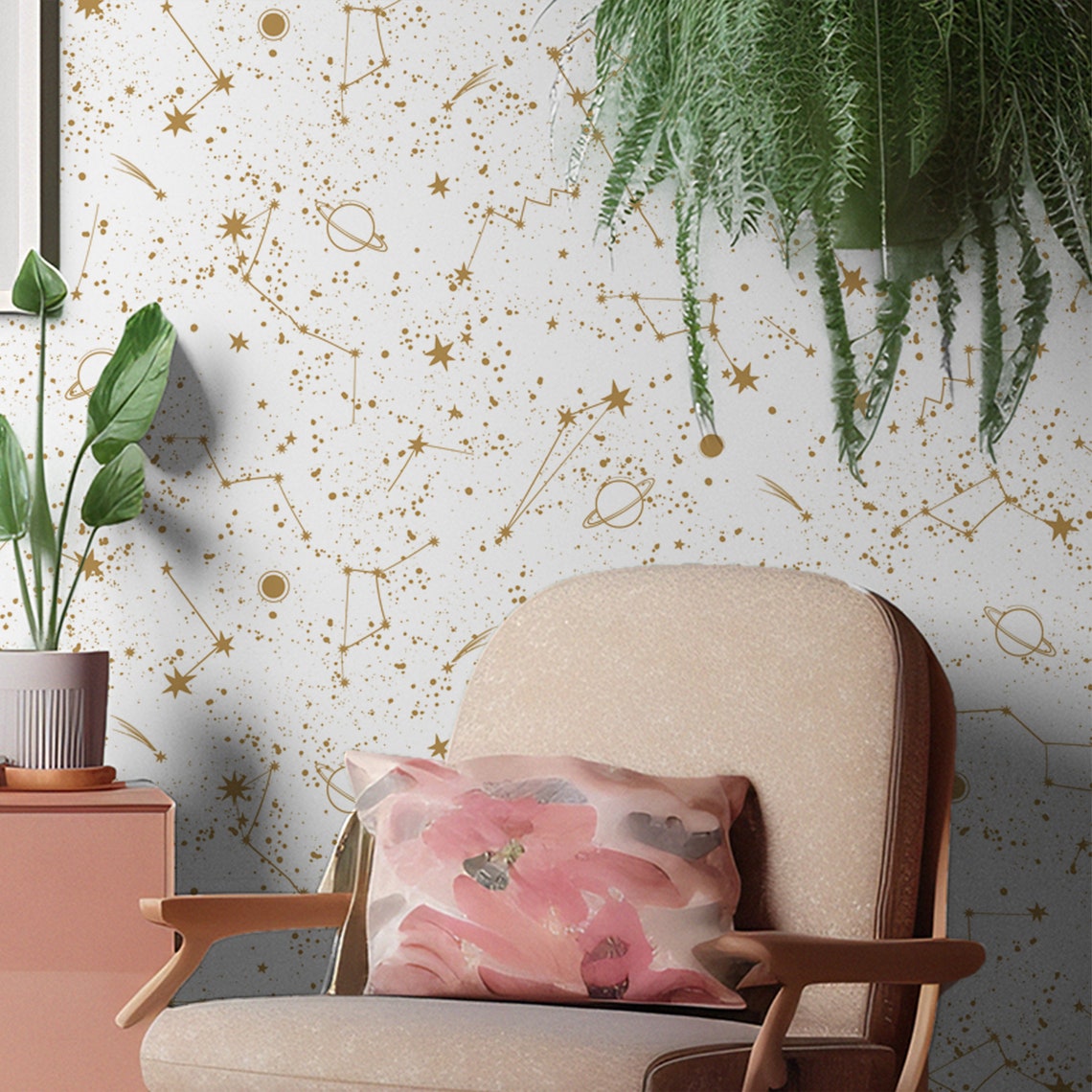 Constellations Wallpaper, Tarot Wall Mural, Stars on a White Background ...