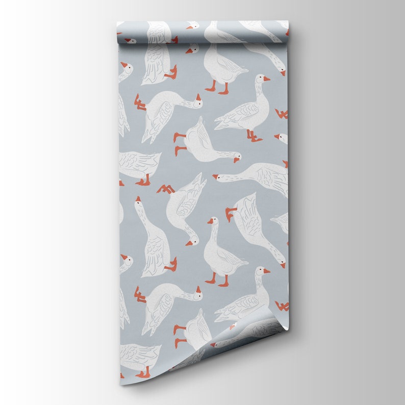 Nursery Wallpaper Goose Wall Mural, Removable Wallpaper, Kids Room ...