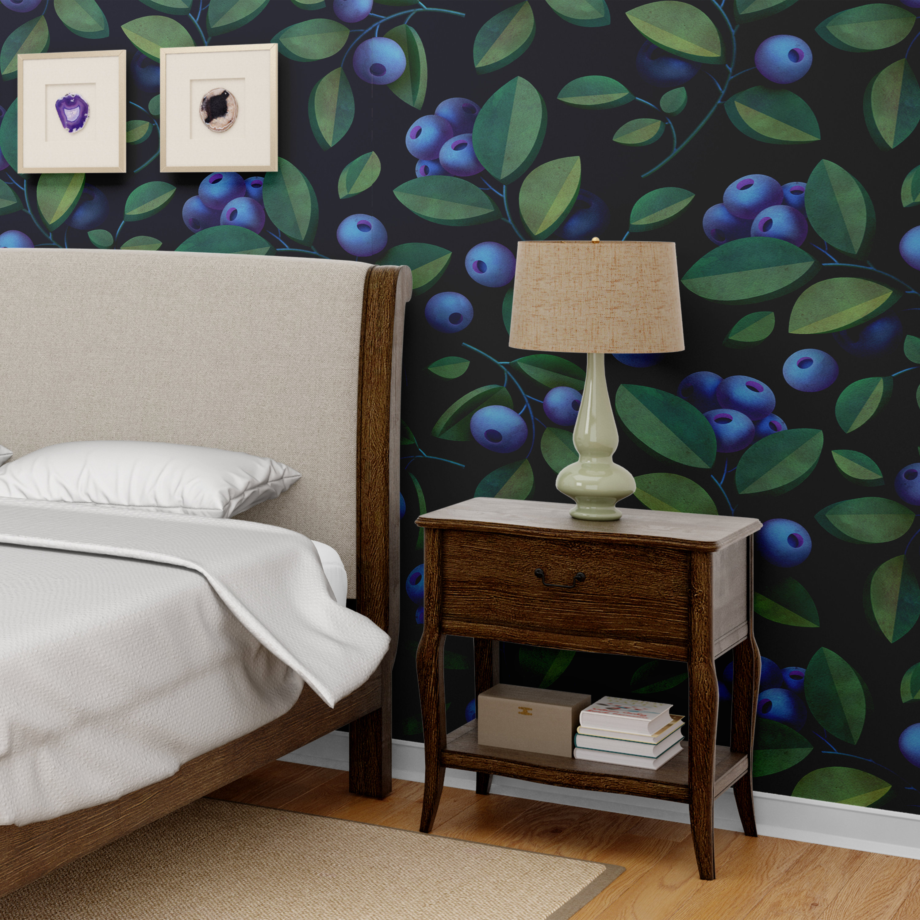 Dark Wallpaper Blueberry Wall Mural, Peel and Stick or Traditional ...