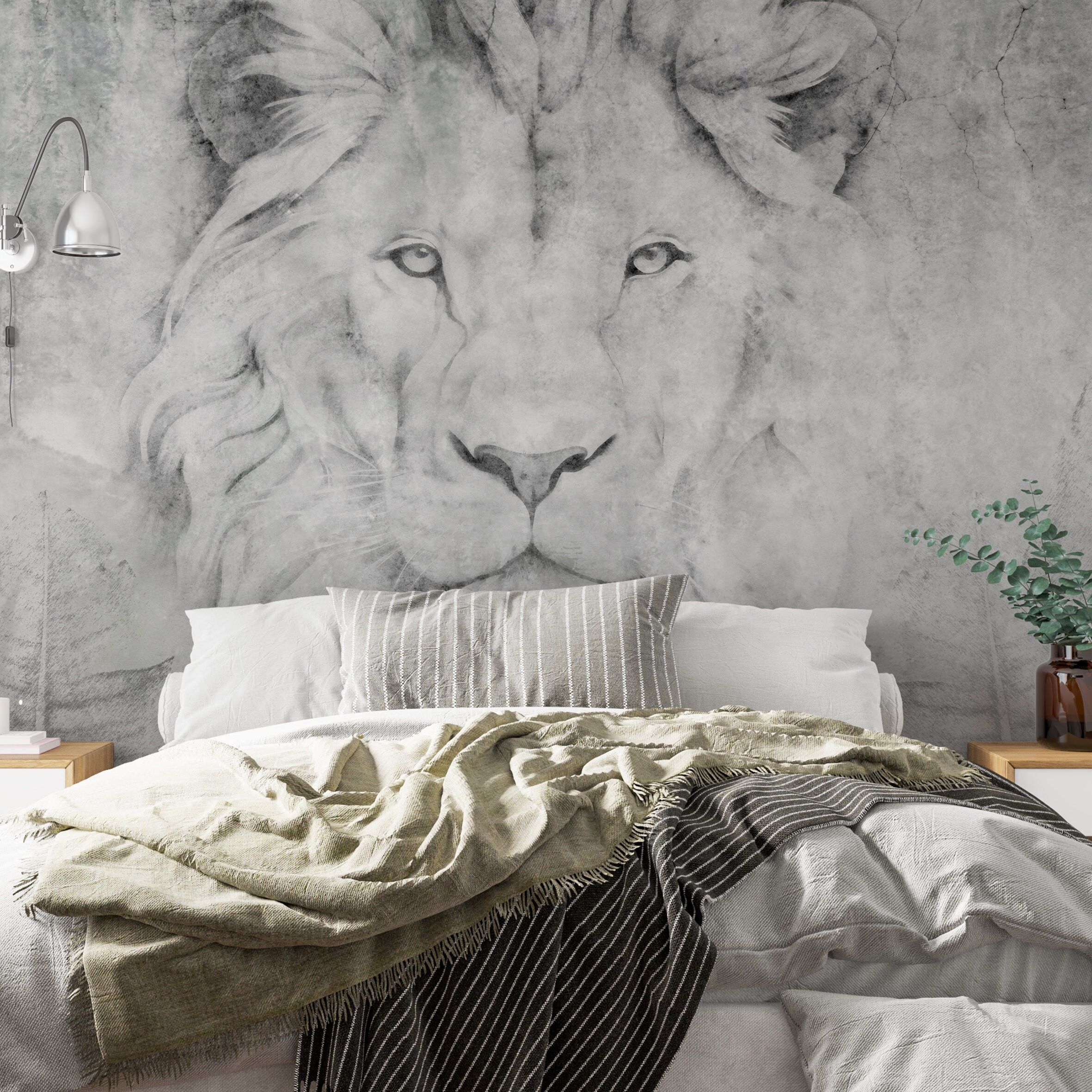 Lion Wall Mural Peel and Stick Wallpaper, Contemporary Wall Decor - Etsy