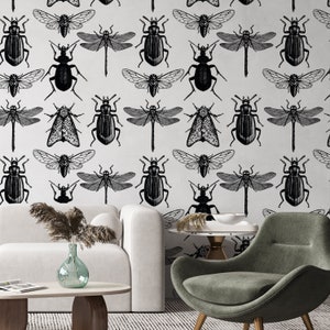 Removable Wallpaper Moth, Beetles and Butterflies, Peel and Stick ...