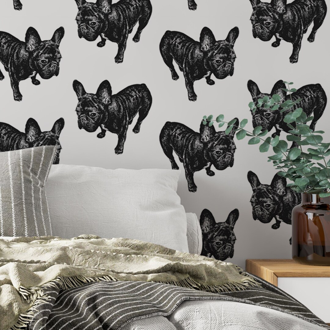 Dog Wallpaper Black and White Funky Wallpaper for Baby Nursery - Etsy