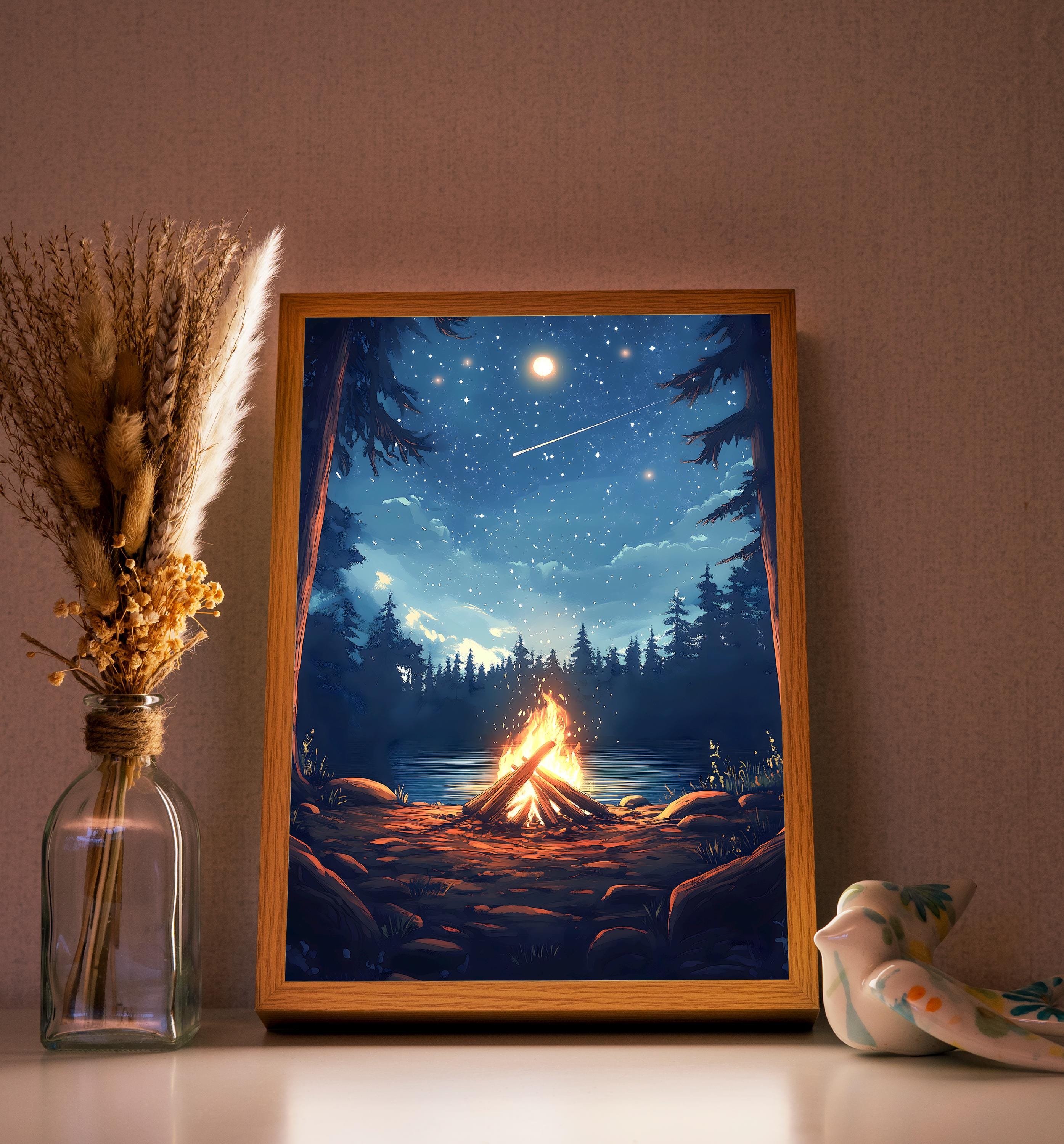 Starry Campfire LED Light Painting Portrait: Dimmable Night Light ...