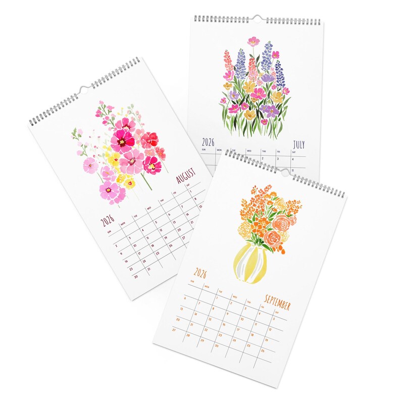 2026 Floral Wall Calendar With Original Watercolor Art | 8.26″ × 11.69 ...