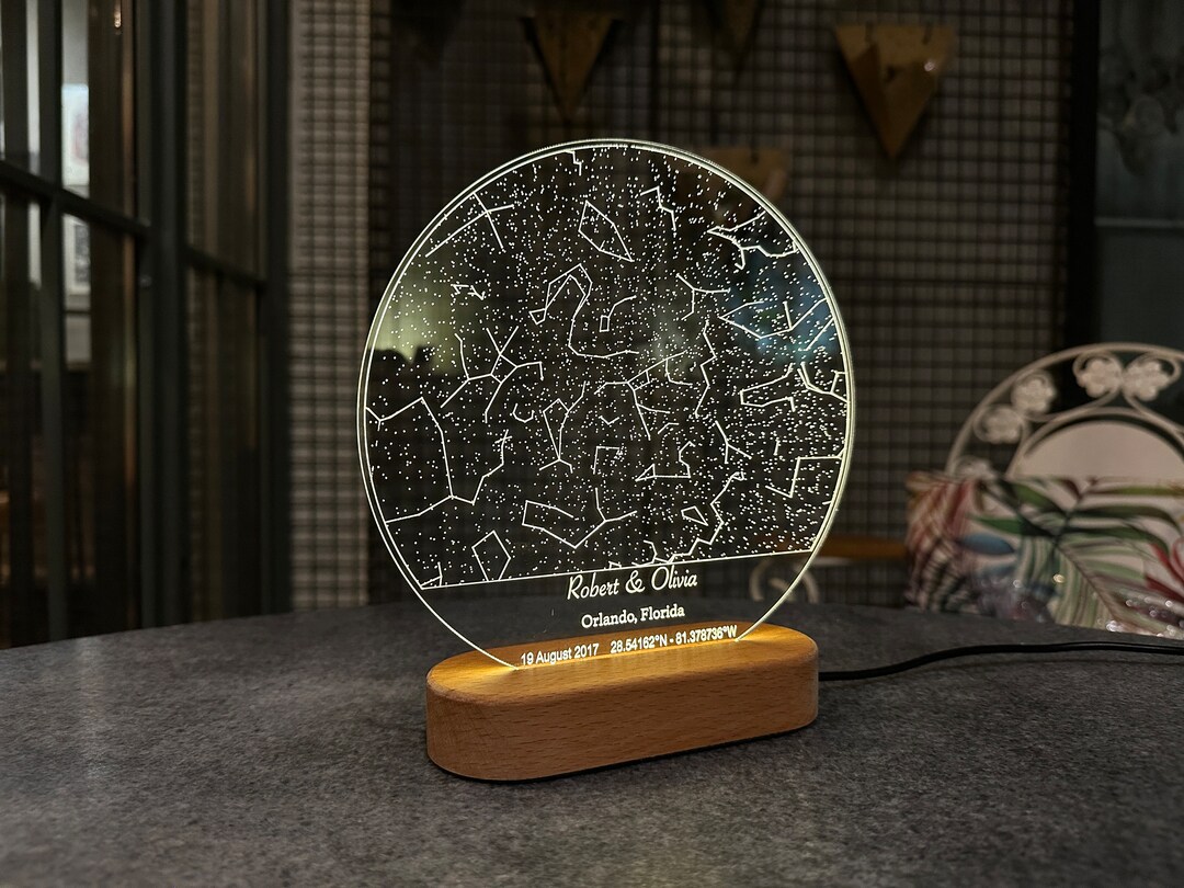 Personalized Star Map Desk Lamp-anniversary Gift for Couple-1st ...