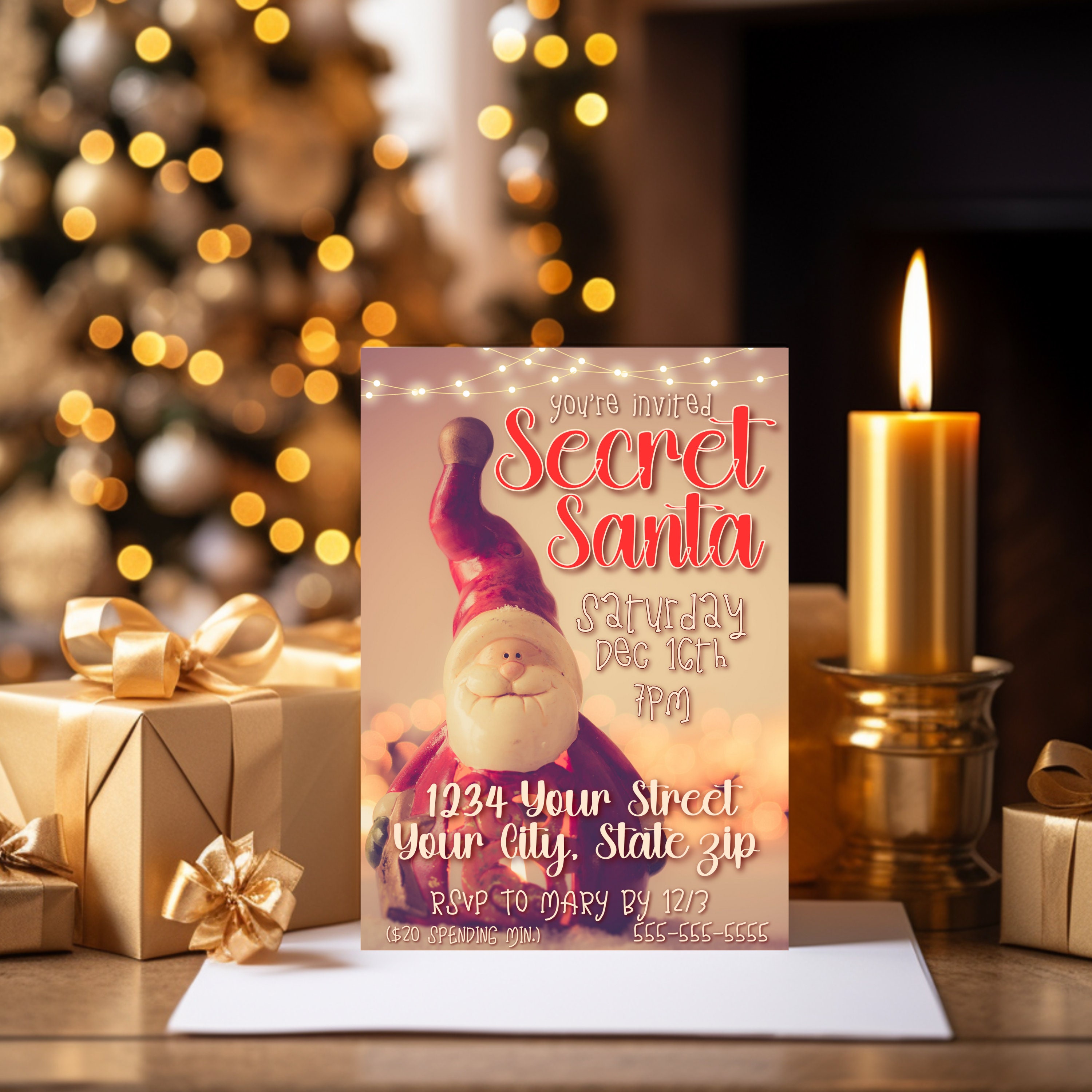 Secret Santa Invitation Digital Download Template - Etsy