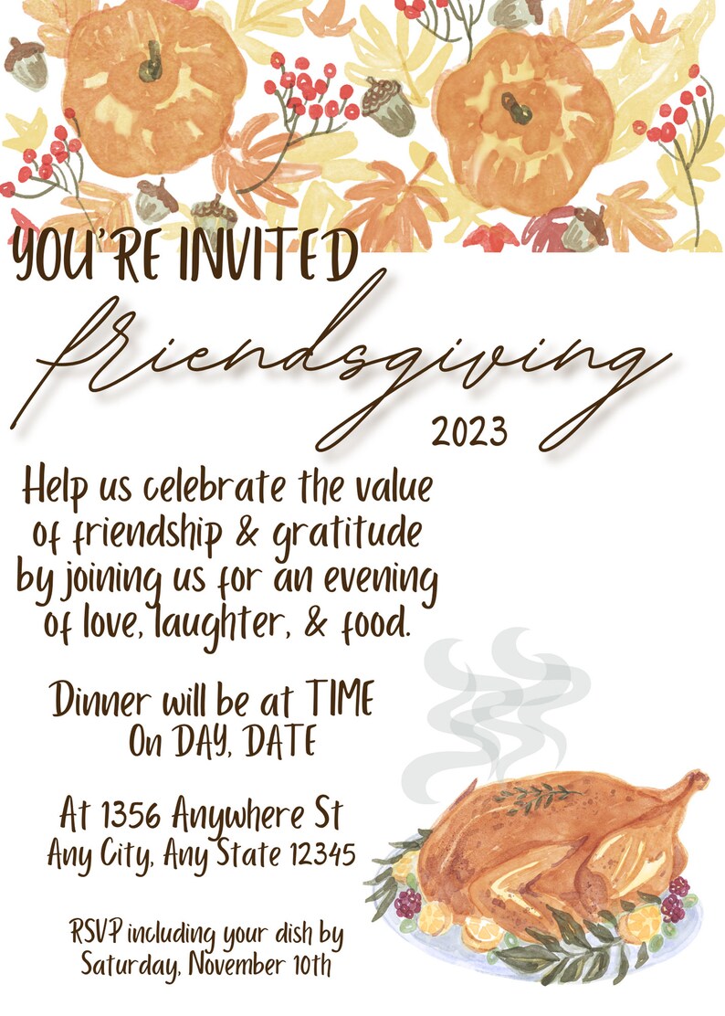 Editable Friendsgiving Invitation Template - Etsy
