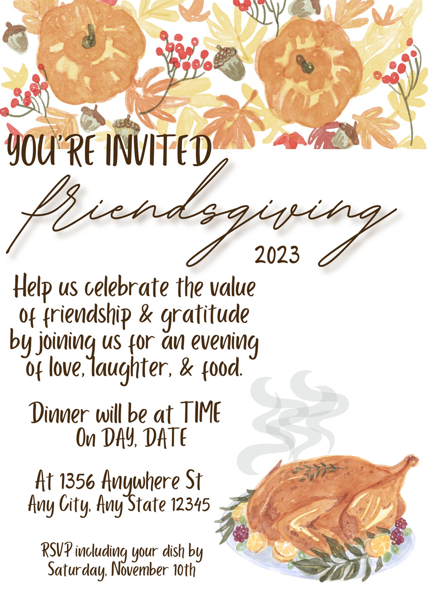 Editable Friendsgiving Invitation Template - Etsy