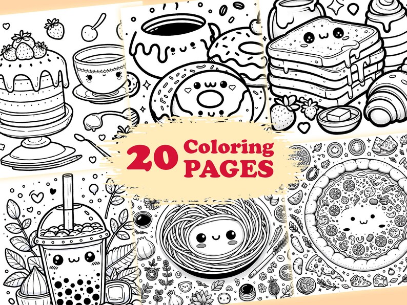 20 Printable Kawaii Food Coloring Pages Coloring Book Adults Kids ...