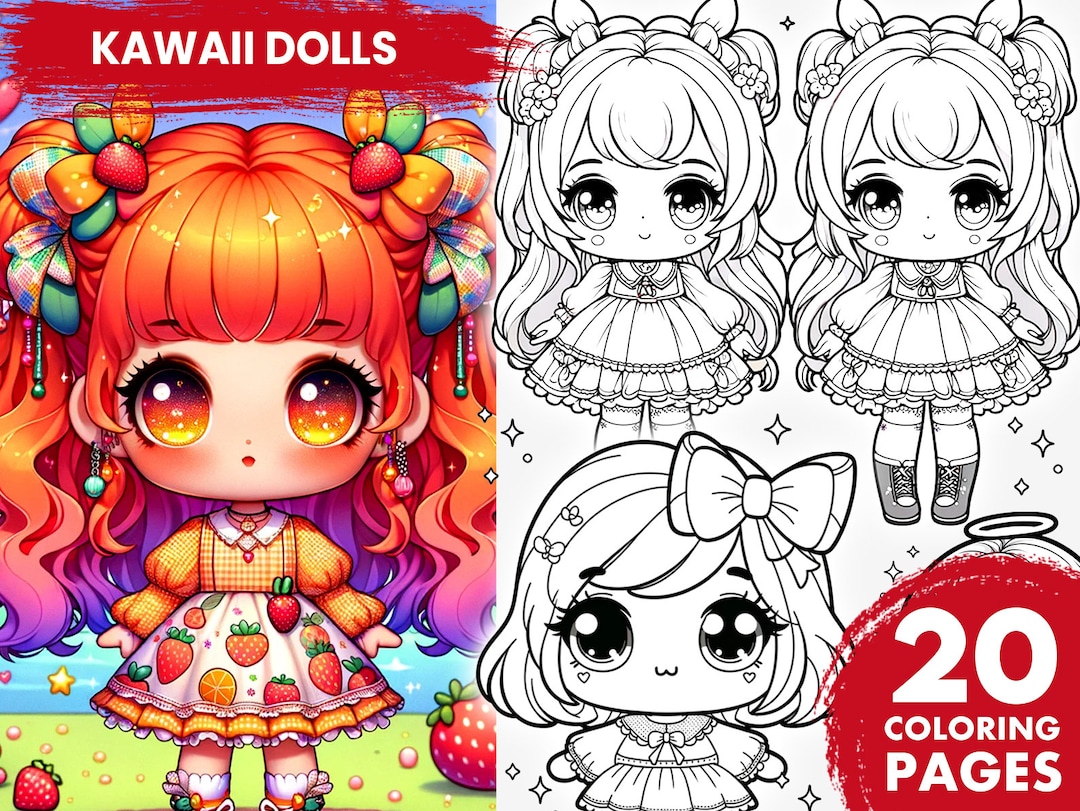 20 Printable Kawaii Dolls Coloring Pages Coloring Book Adults Kids ...