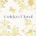 Golden Floral Sketches, Flowers Png, Golden сlipart, Golden Leaves ...