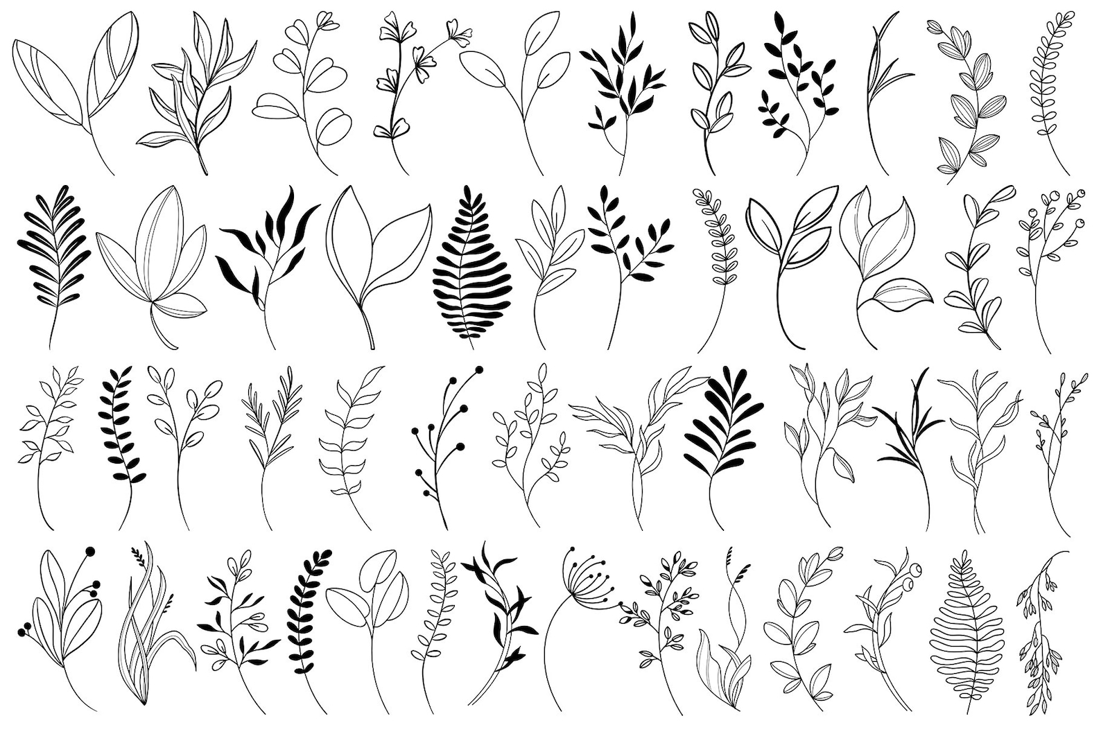 Leaves SVG, PNG, DXF, Pdf, Eps Files, Vector Floral Svg Wildflower Svg ...