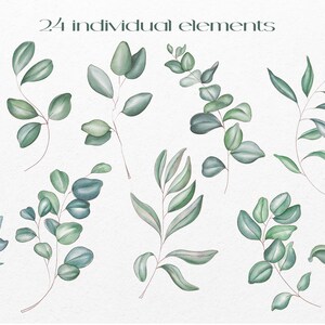 Watercolor Eucalyptus Clipart, Green Leaves Clipart, Wedding Greenery ...