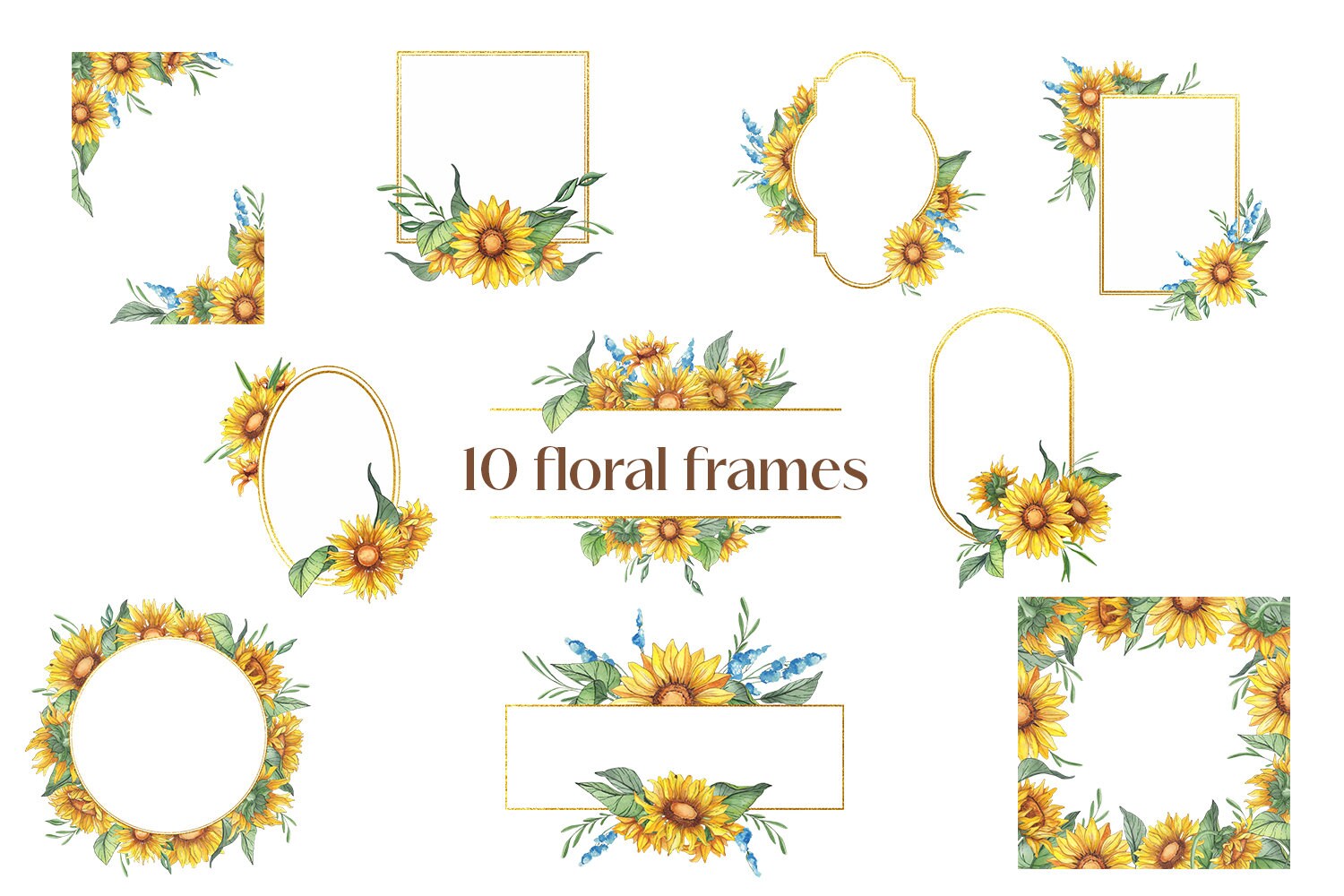 Watercolor Sunflower Frame PNG, Sunflower Clipart PNG, Floral Border ...