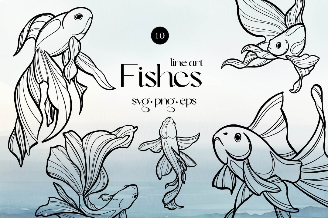 Fishes Line Art Graphics in SVG, PNG, EPS. Fish Clipart, Fishe Svg ...