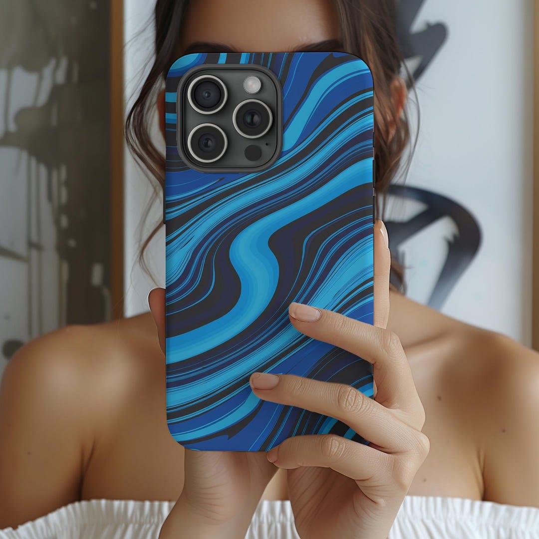 Blue Marble Phone Case | Aesthetic Magnetic Tough Case | Modern Wave ...
