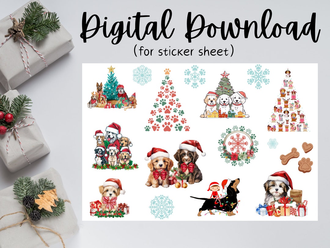 Dog Puppy Digital Download Sticker Sheet for Planners Gift Wrapping ...