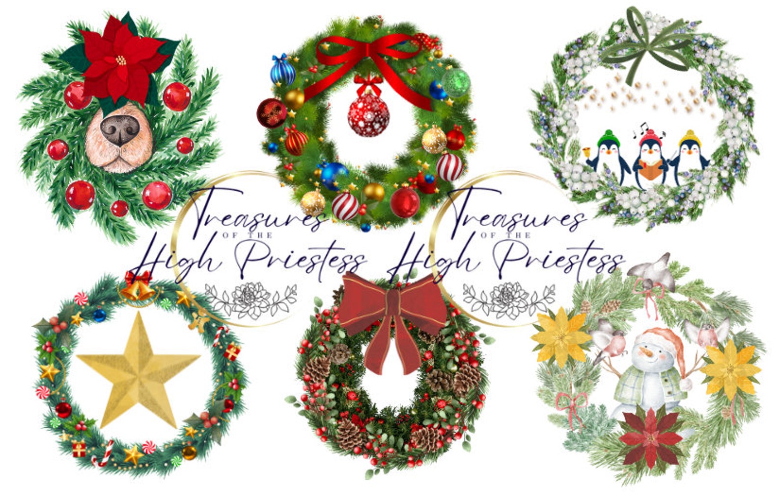 Christmas Wreaths Digital Download Sticker Sheet for Gift - Etsy