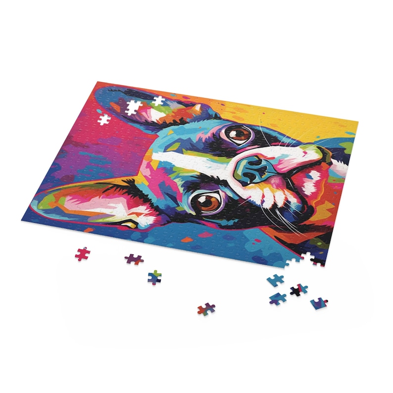 Pop Art Boston Terrier Jigsaw Puzzle - Fun Family Activity, Unique Gift ...