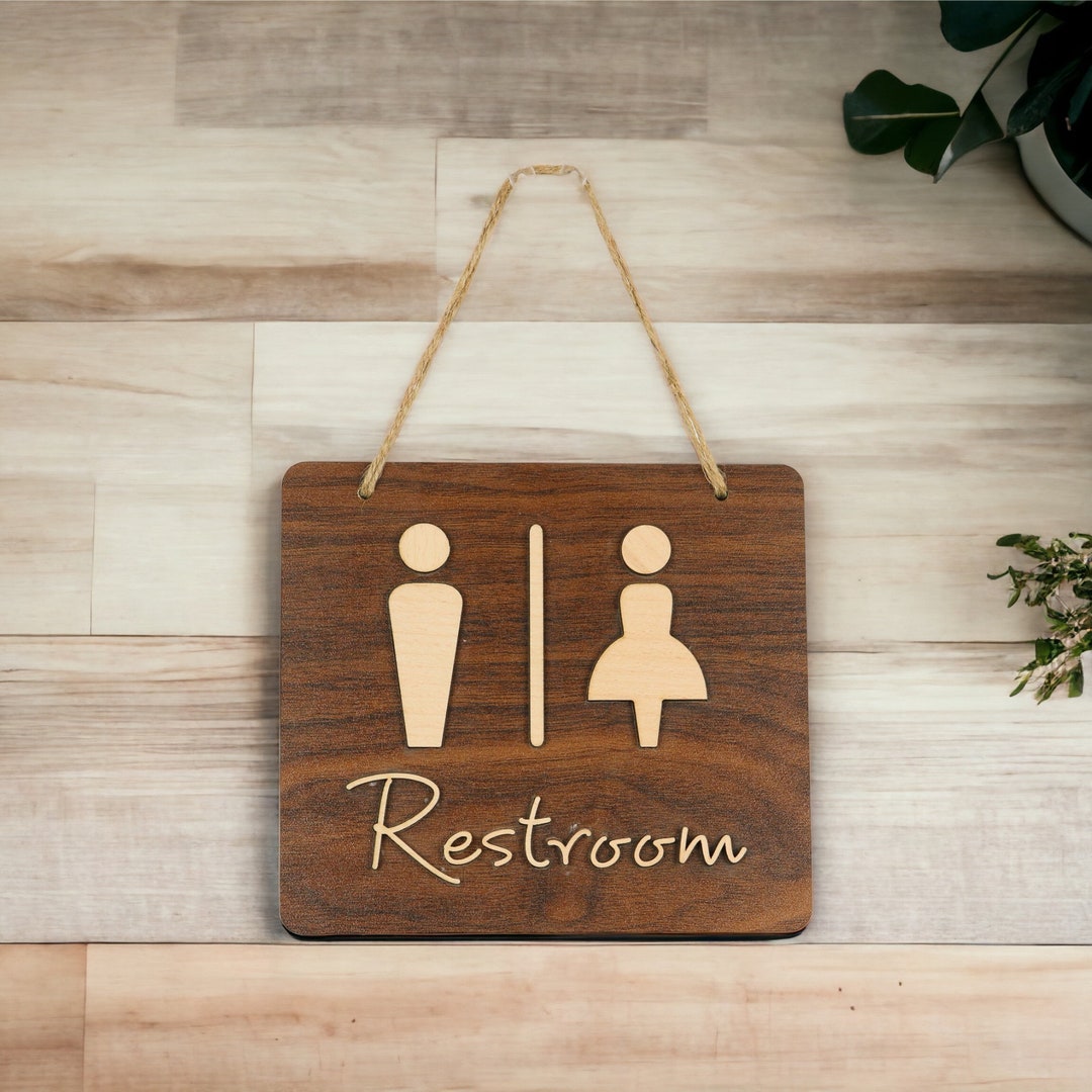Restroom Sign for Both Genders Unisex Toilet Sign for Business ...