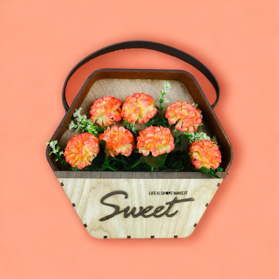 Customizable Flower Shelf Wall Decor Comes With Artificial Orange ...