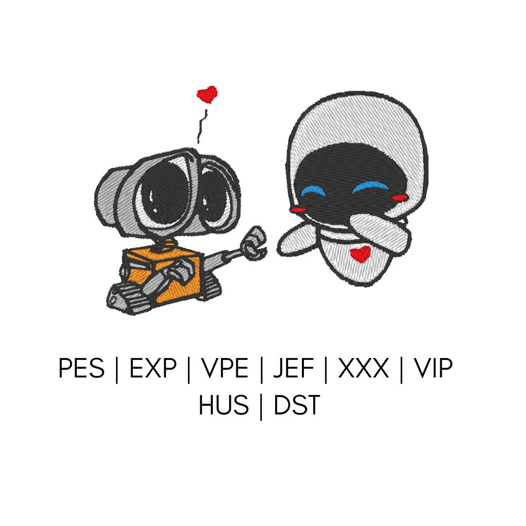Wall E & Eva Embroidery Design - Etsy