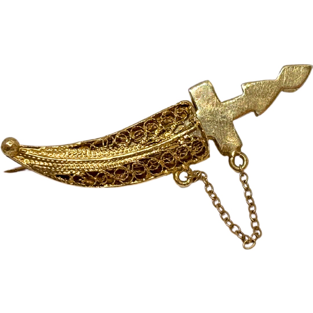 Antique 1920's Dagger and Filigree Sheath Brooch in 18k - Etsy