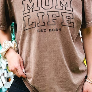 Custom Mom Shirt Comfort Colors® Mom Est Tshirt Varsity Mom T-shirt ...