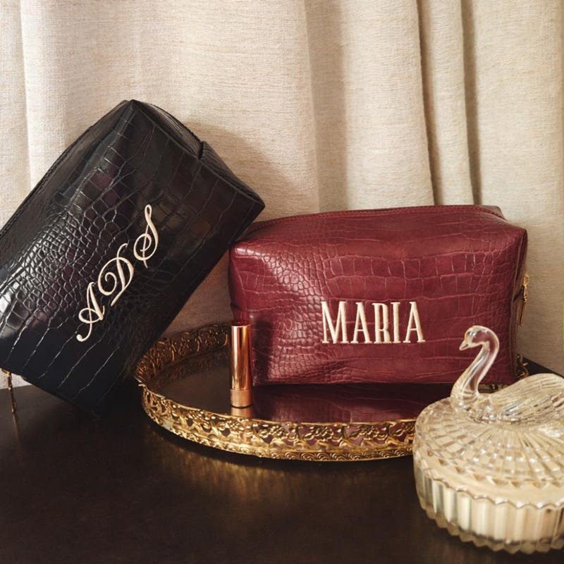 Croc Leather Travel Pouches - Etsy