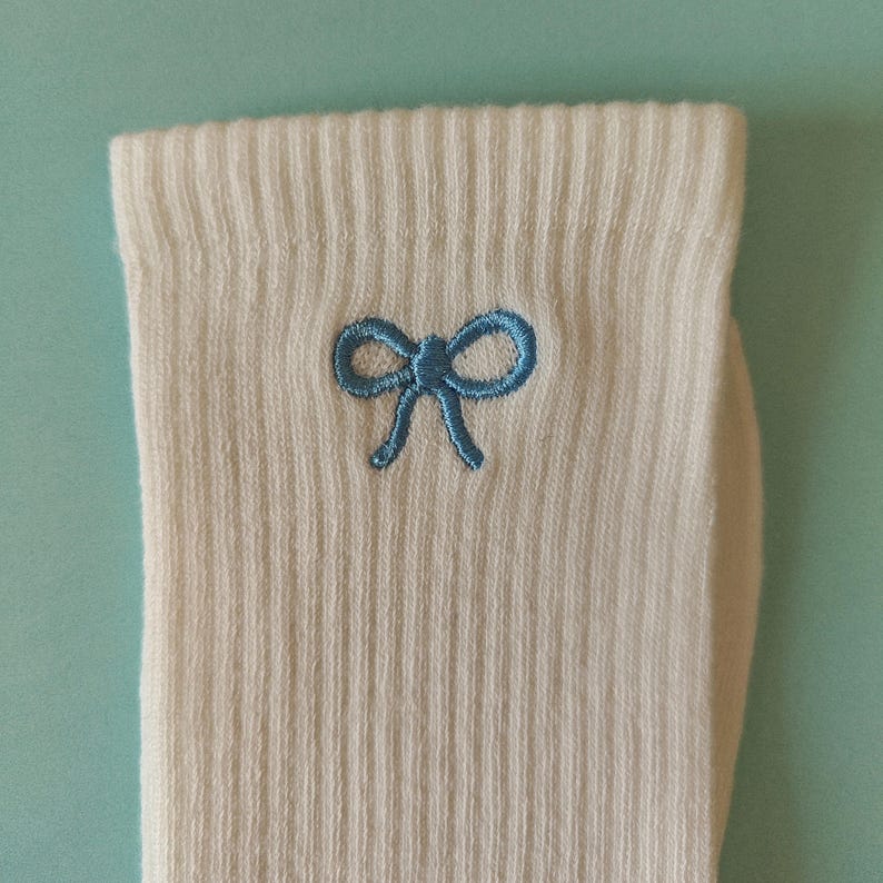 Dainty Bow Socks Ribbon Embroidered Coquette Socks Womens Socks Girly ...