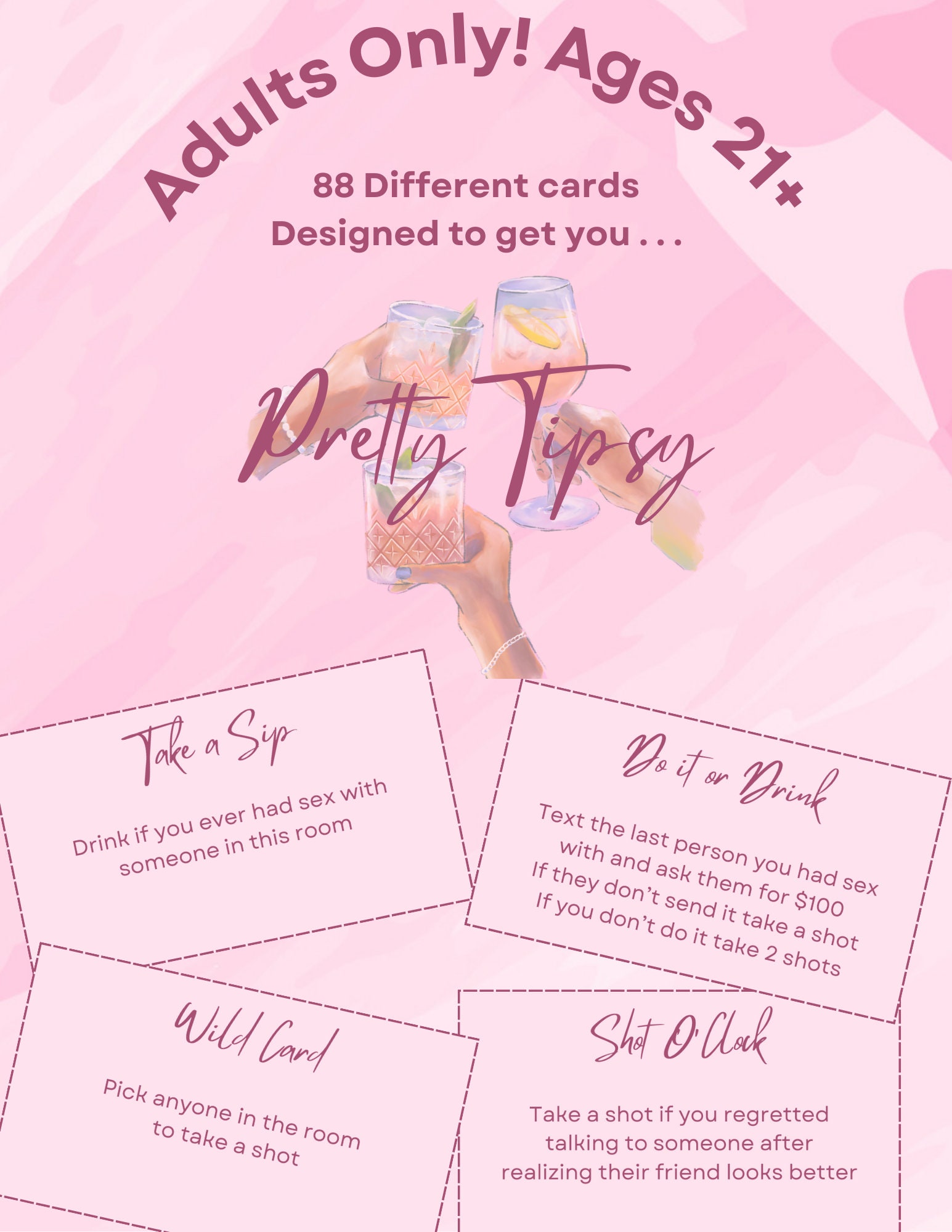 Pretty Tipsy Digital Drinking Game Adult Game Night Printable - Etsy