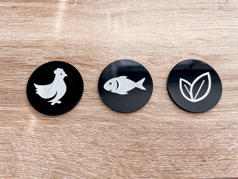 Acrylic Entree Tags | Chicken, Beef, Fish, Vegetarian, Gluten Free ...
