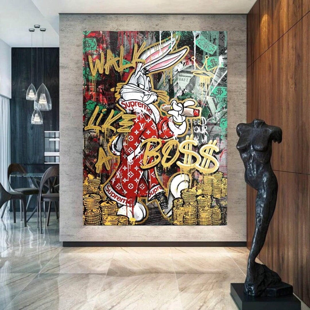 BUGS BOSS Limited Edition, Bugs Bunny, Canvas Art, Graffiti, Wall Art ...