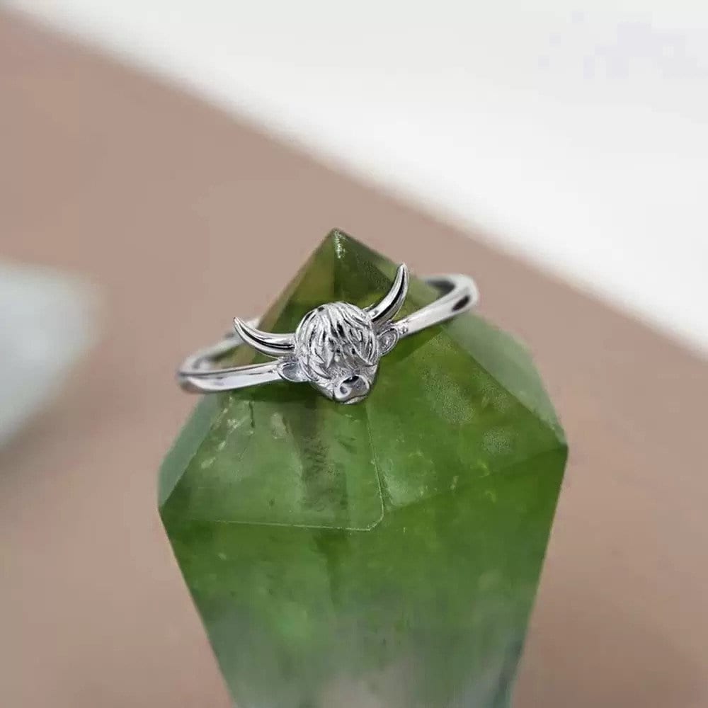 Highland Cow Ring, Sterling Silver Bull Ring, Cute Animal Celestial ...