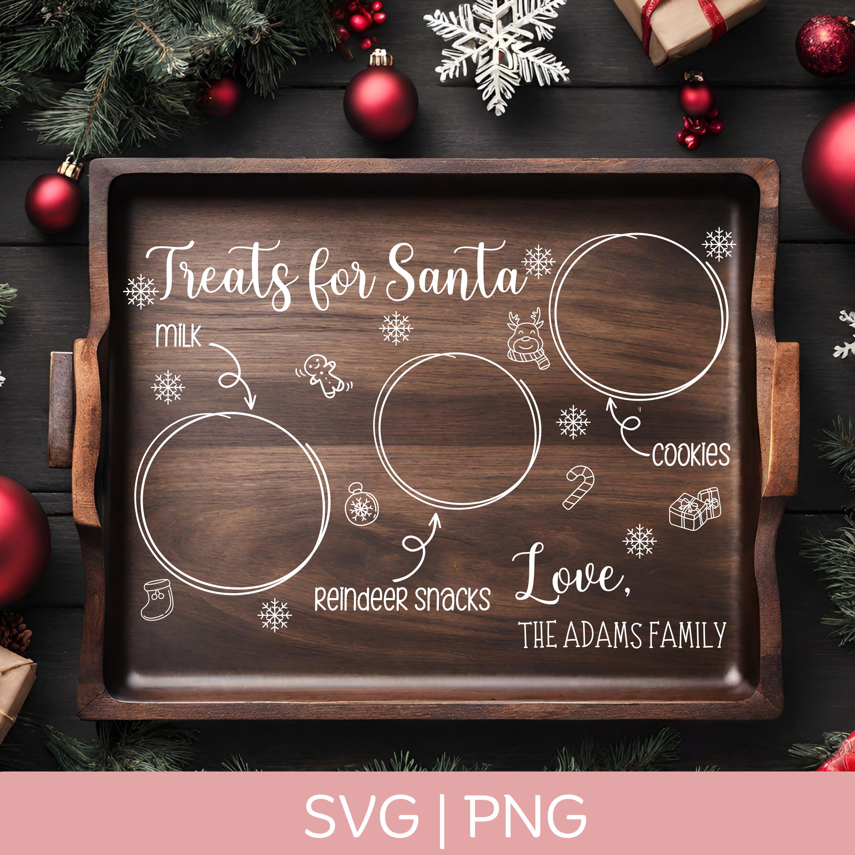 Dear Santa Tray SVG, Treats for Santa Tray SVG, Cookies for Santa Svg ...