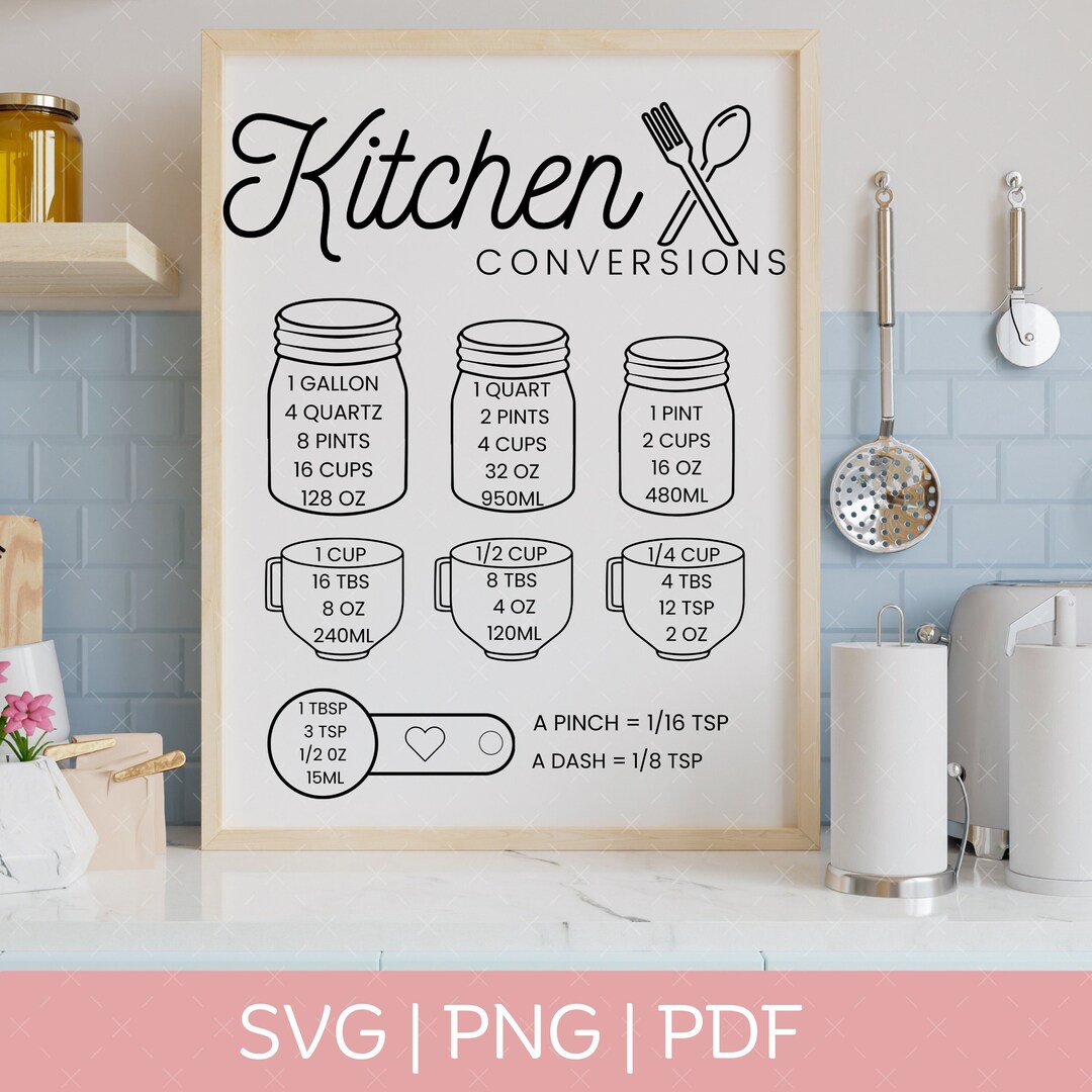 Kitchen Conversion Svg Png | Kitchen Conversion Printable Pdf | Kitchen ...